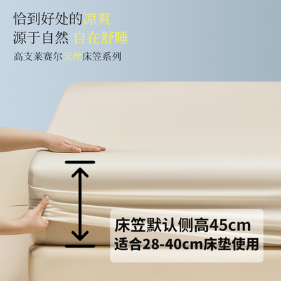 夏季高端天丝床笠单件裸睡冰丝加高床罩30/35/40/45cm厚垫保护罩