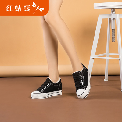 红蜻蜓新款加绒厚底帆布鞋