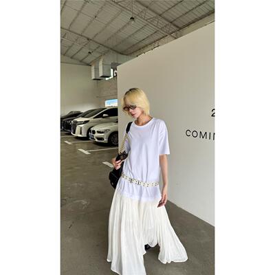 HELLOTANGO《都市身影》夏季高级感廓形解构拼接显瘦连衣裙64038#