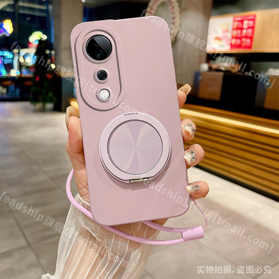 【天使眼】适用vivos50手机壳s30promini/s19/s18/s17/s16/s15/s12/s10/s9防摔软软液态硅胶360旋转肤感支架