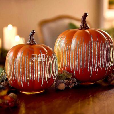 Starry Night Glass Pumpkin Orange万圣节南瓜装饰