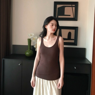 咖色羊毛打底背心简约叠穿吊带