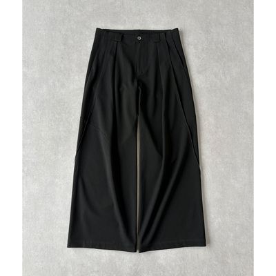 H1c缠迹*结构弯刀阔腿A字TR西裤