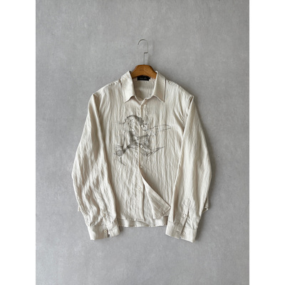 H1c烟女*印花醋酸天丝肌理衬衫