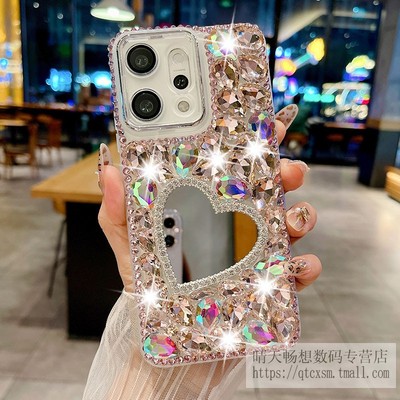 适用于opporeno14手机壳挂绳镜子