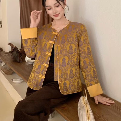 高级感人丝提花撞色绝美上衣