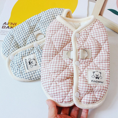 全棉秋冬保暖背心背扣牵引猫咪狗狗贵宾泰迪比熊易穿脱