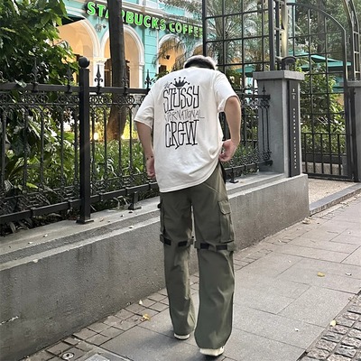 美式复古设计感直筒裤