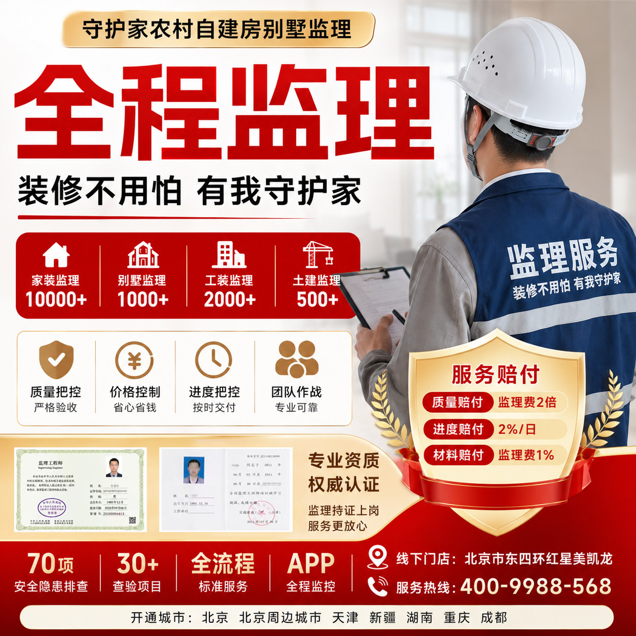 北京守护家第三方全程监理装修施工监理服务同城监理别墅盯装修