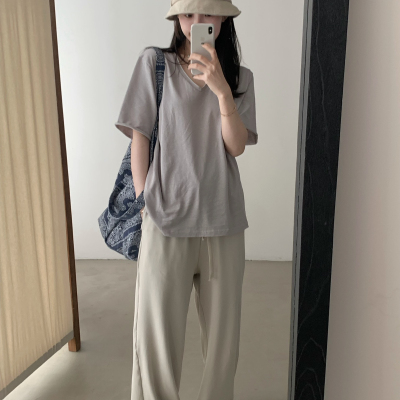 montague island-26夏上新松紧腰抽绳微喇卫衣裤2145