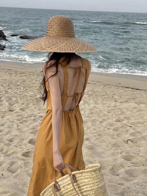 acme ground背心连衣裙女2023夏季新韩版气质百搭显瘦露背连衣裙