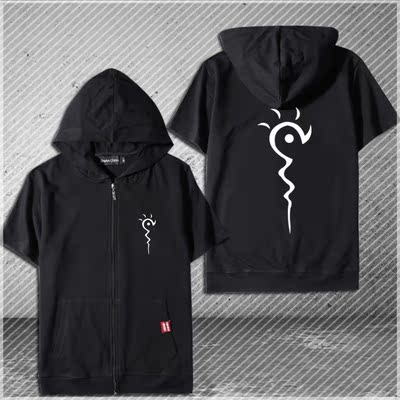夏目友人帐衣服 二次元短袖动漫周边 猫咪老师短袖二次元连帽外套