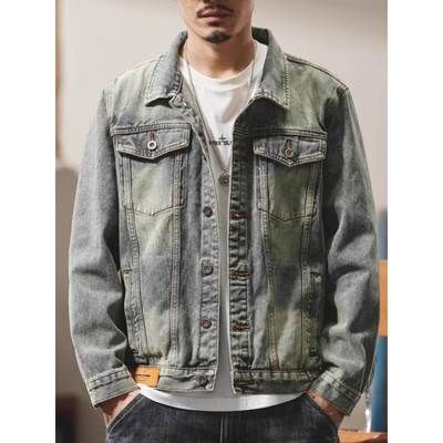 美式覆古牛仔外套男士春秋季2025新款高级感短款痞帅宽松夹克上衣