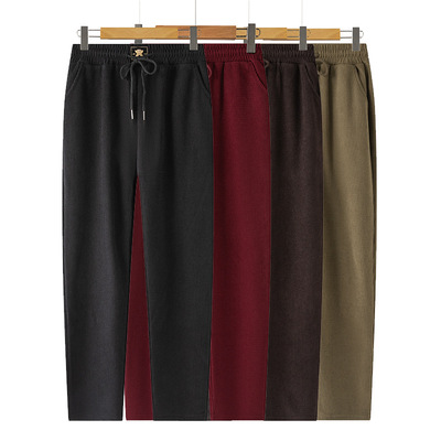 2025秋冬新款高腰系绳休闲女裤 泡泡条中老年妈妈裤宽松显瘦女裤