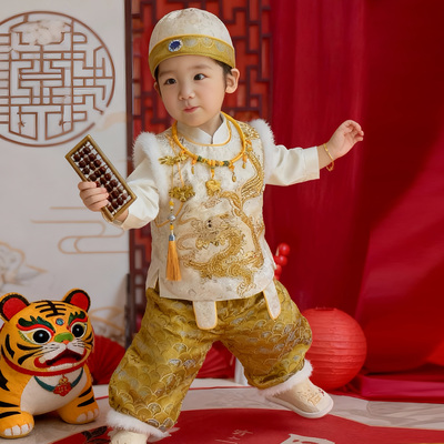 男宝宝周岁礼服抓周唐装