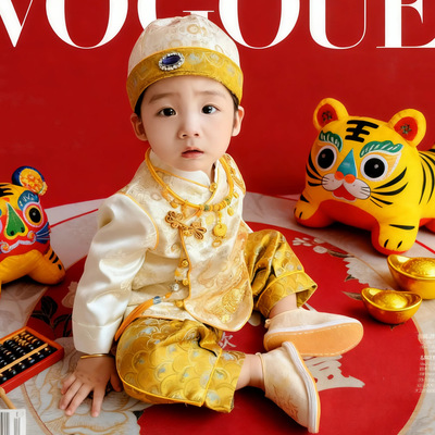 儿童汉服周岁礼服抓周唐装