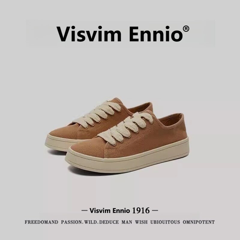 VISVIM ENNIO2026新款纯帆布鞋男秋季透气增高男鞋低帮韩版厚底板