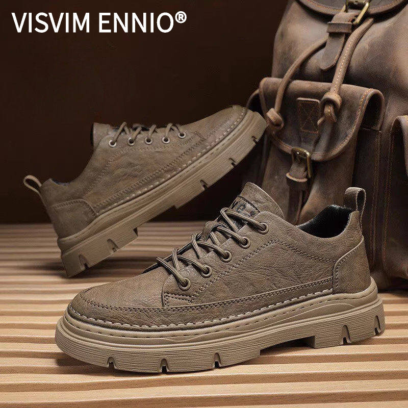 VISVIM ENNIO男鞋2026年新款春季工装马丁靴男士低帮休闲皮鞋软底