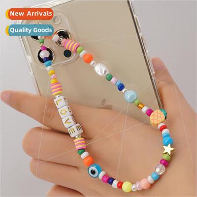 Acrylic LOVE square letters colored glass rice beads cell ph
