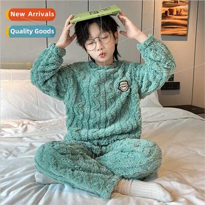 Boys fall and winter pajamas coral fleece thickened  faceclo
