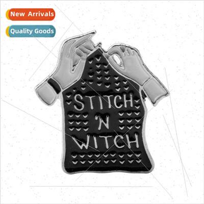 Creative Oil Drip BroochStitch in Witch Fashion Knit Sweater