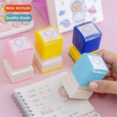 Cute cartoon childrens clock learning stamp macaroon series
