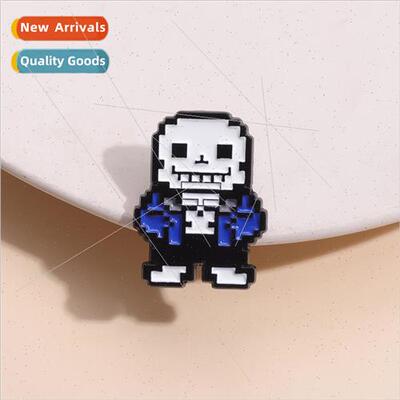 Pixel  game metal brooch father and son accessories characte