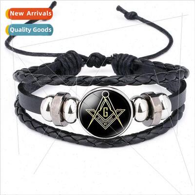 Mystic Masonic Emblem Mens Cowhide Bracelet Small s Labor