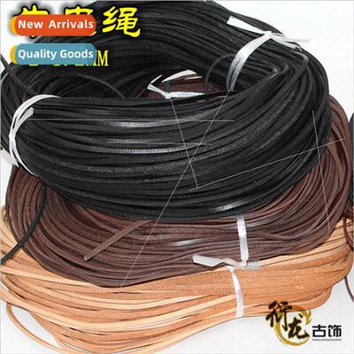 Square Cowhide Rope 2MM Wide 1.2MM Thick Vegetable Tanned Fl