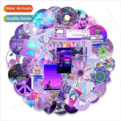 50 purple -repeating graffiti stickers cell phone stationery