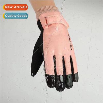 Gloves winter female padded warm riding cold waterproof touc