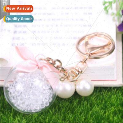 ght luxury acrylic diamond pearl crystal ball keychain acces