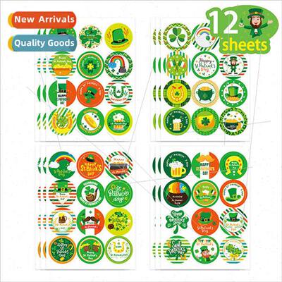 St. Patricks Day Round Stickers Irish Festival Party Cake En
