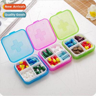 Four compartments divided into small pill box travel portabl