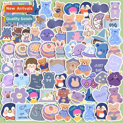 ins cute bear rabbit purple expression handbook stickers wat