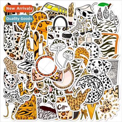 50 Leopard Stickers New Black and White Cream ted Leopard Ae