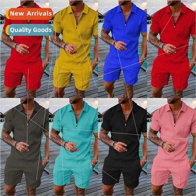 New mens printed POLO shirt suit lapel short-sleeved pullove