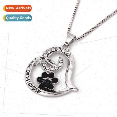 Always in my Heart Fashion Pet Dog Paw Necklace Skeleton Lov
