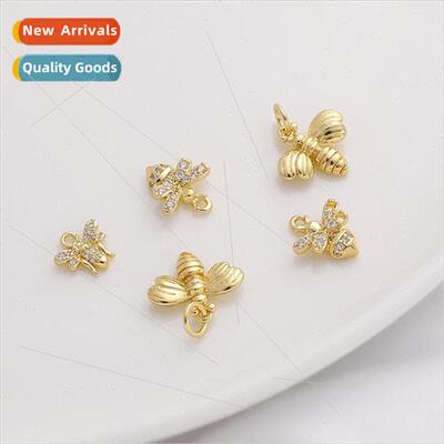 Copper plated 14k gold color preservation mini bee pendant p