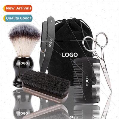 Black Mens Beard Care Kit Beard Trimming Scissors Comb Sweep