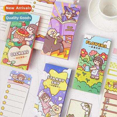 Small potato cute cartoon girl folding sticky notes student