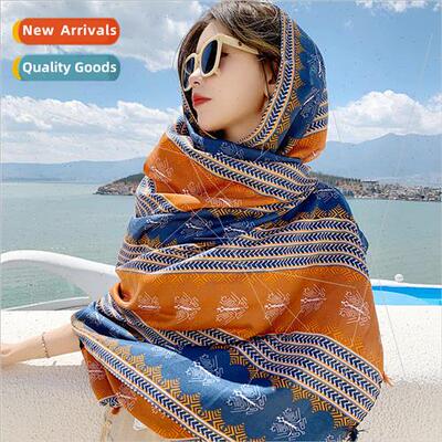 New retro ethnic  Yunnan travel sunscreen silk scarf womens