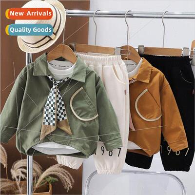 Autumn new boys clothes three-piece Korean  of the Mori sect