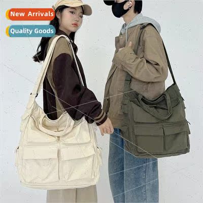 Large capacity canvas bag female new solid color girl retro
