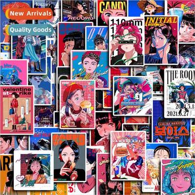 Cartoon animation illustration 50 cool girl stickers noteboo