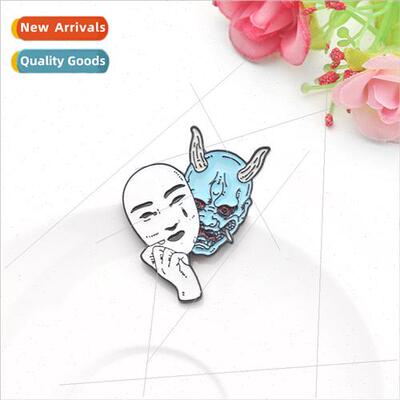 Ghost Samurai Sakutaro Mask Pin Enameled Pin Metal Badge Bac