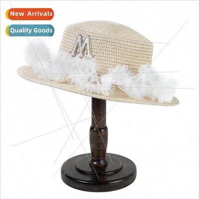 Flat-topped bowler hat straw beach hat female summer seaside
