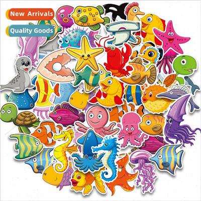 Sea creatures 50 new ins cute  handbook stickers water cup i