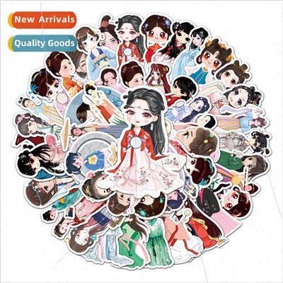 51 Chinese  Hanfu traditional luggage stickers creative wate