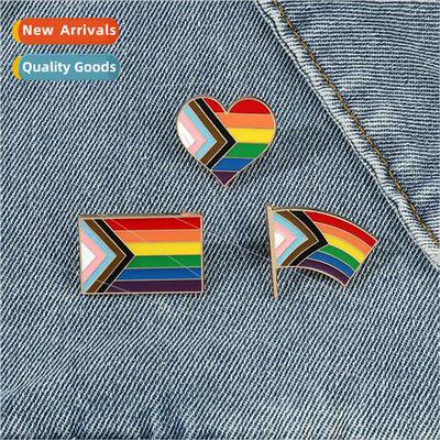 Creative rainbow flag metal badge simple fashion 11 color co